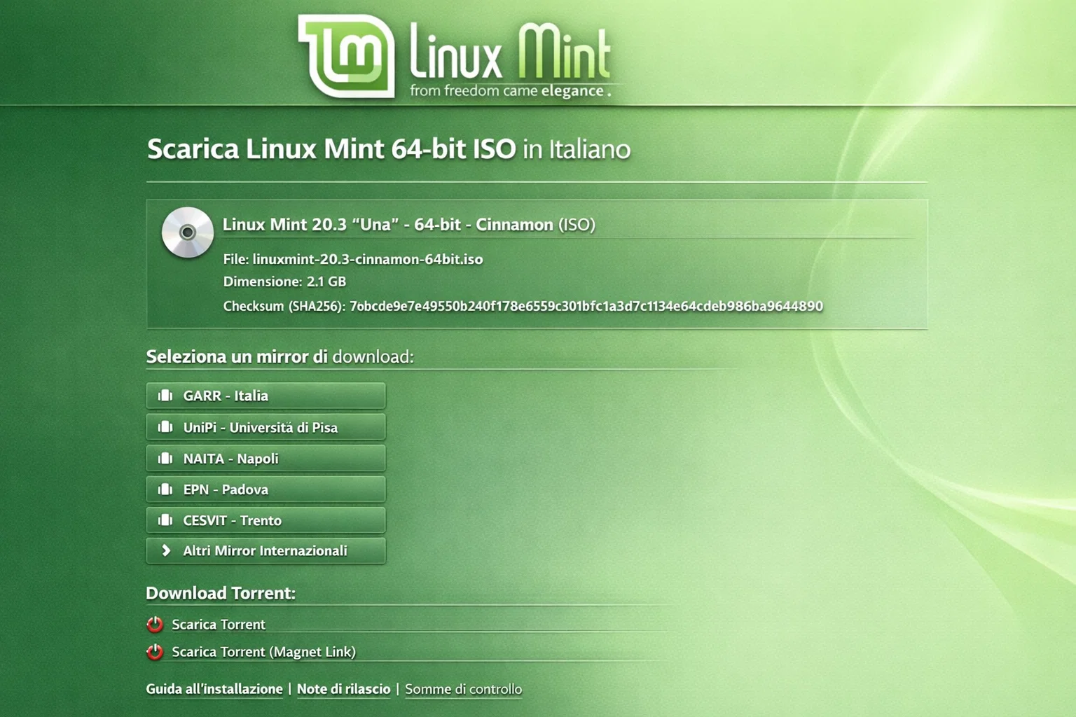 Linux Mint 64-bit ISO italiano: download ufficiale